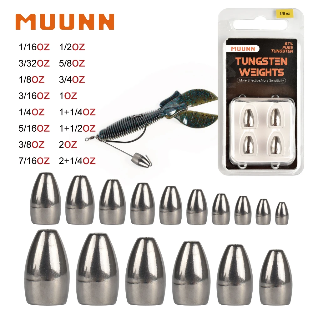 MUUNN Tungsten Bullet Weight Flipping Sinker Texas/Carolina Rig Bass ...