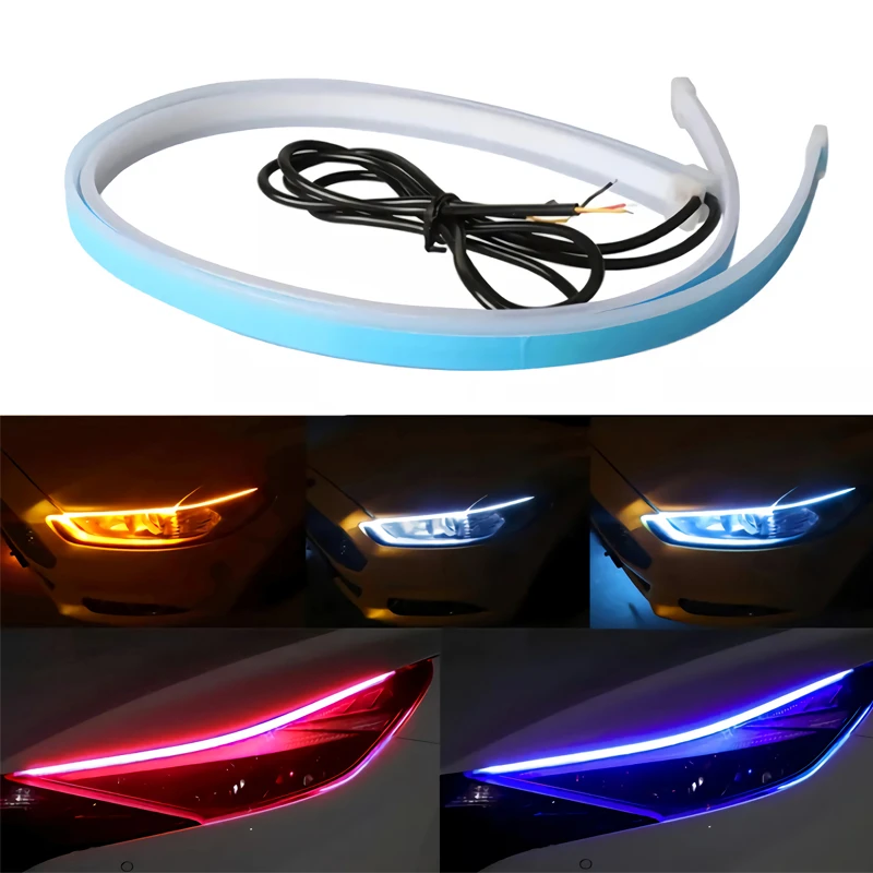 2pcs Drl For Cars LED Lighting Strip Daytime Running Lights Flexible ...