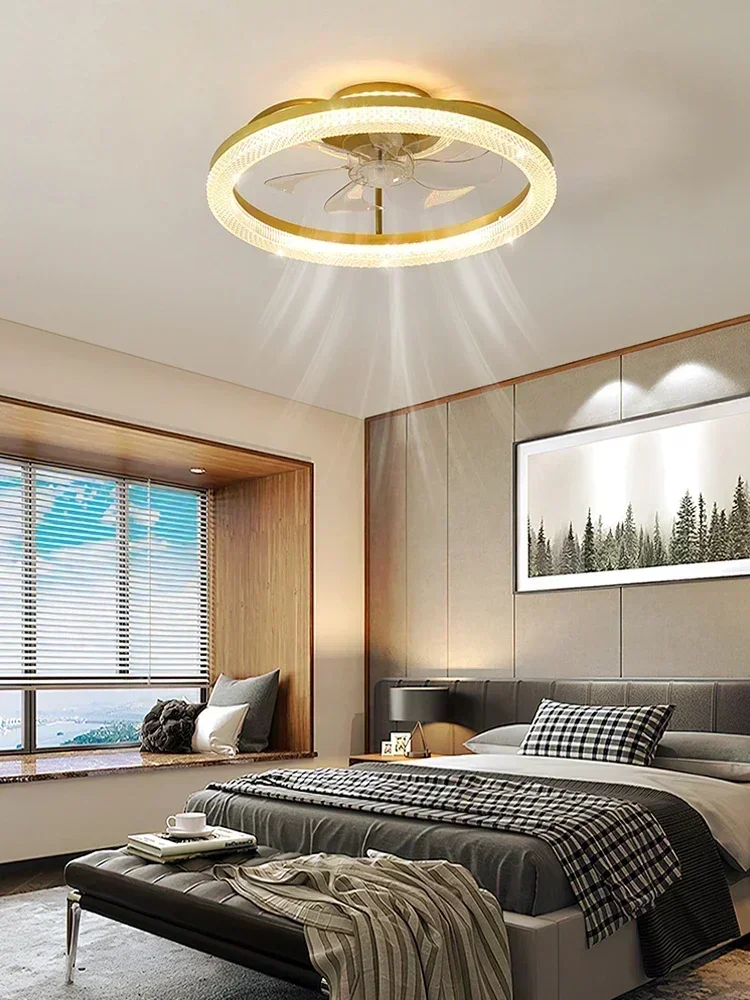 NEW-Bedroom-fan-ceiling-lamp-light-luxury-simple-modern-study-dining ...