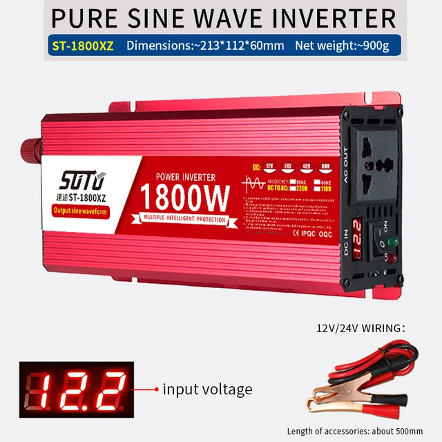 Inversor Universal DC 12V, 24V, 48V, 60V a 110V-240V, pantalla LCD, 1600W/2200W/3000W, onda ...