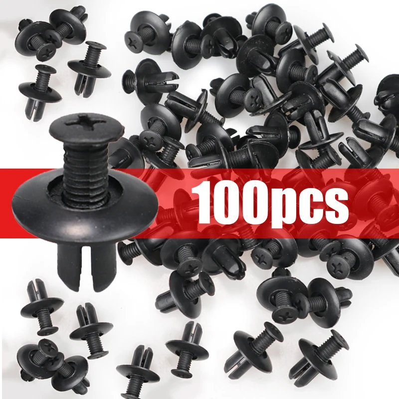 10-100pcs-8mm-Plastic-Rivets-Fasteners-Screw-Car-Bumper-Fender-Black ...