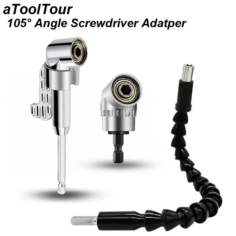 105 Degree Right Angle Screwdriver Drill Adapter Holder Adjustable Bits ...
