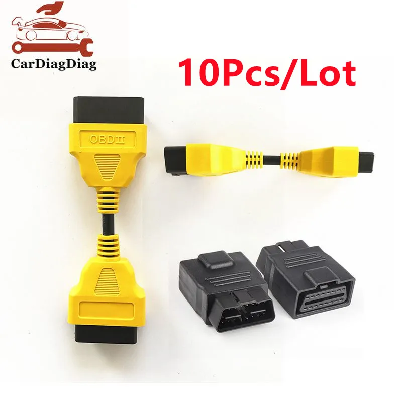 10Pcs OBD2 Diagnostic Extension Cable 13CM 16Pin OBD II Plug Male-to ...