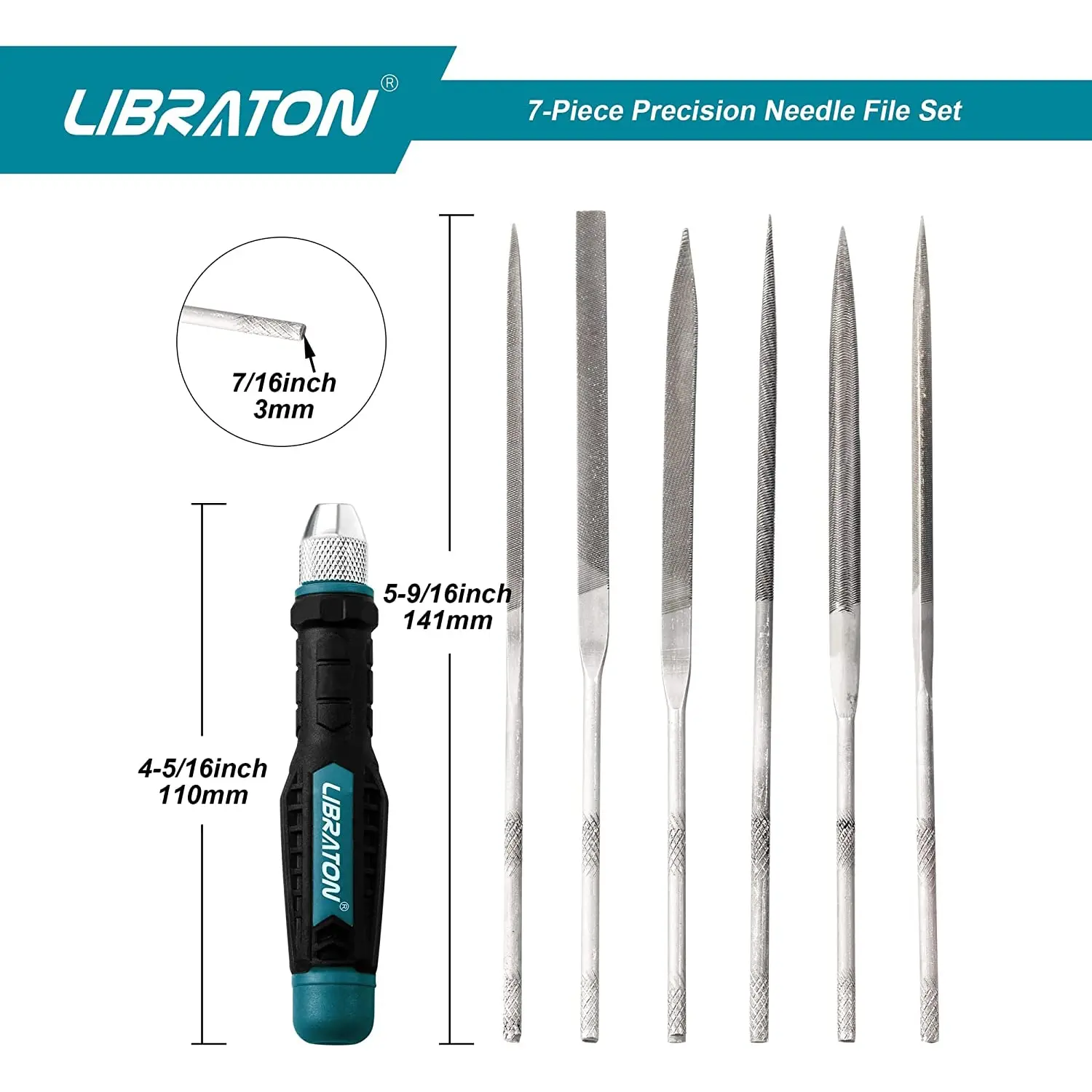 Libraton 바늘 파일 세트, 교체 가능한 소형 파일, 나무 파일, 금속 파일 세트, 손잡이가 있는 강철 파일, 6 개 ...