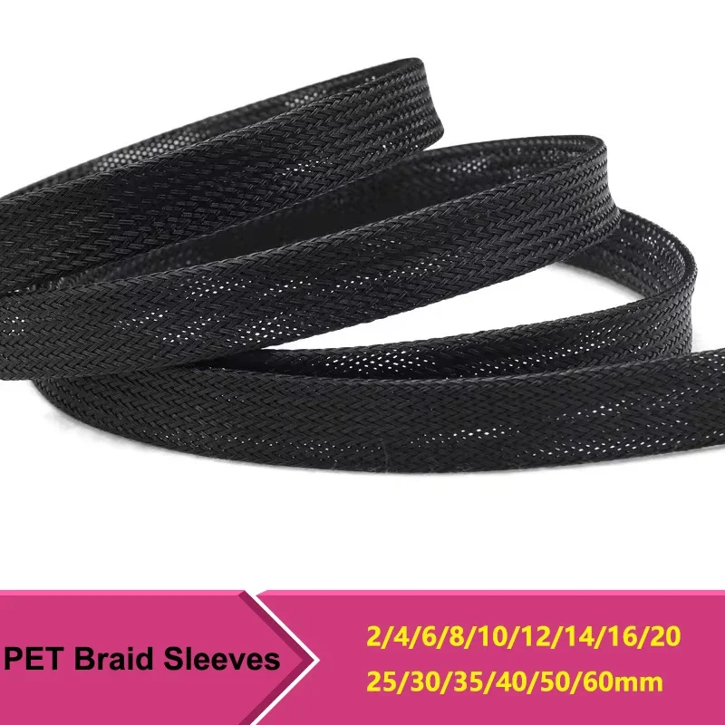 1-50m-Black-PET-Braid-Sleeves-2-60mm-High-Density-Insulated-Snake-Skin ...
