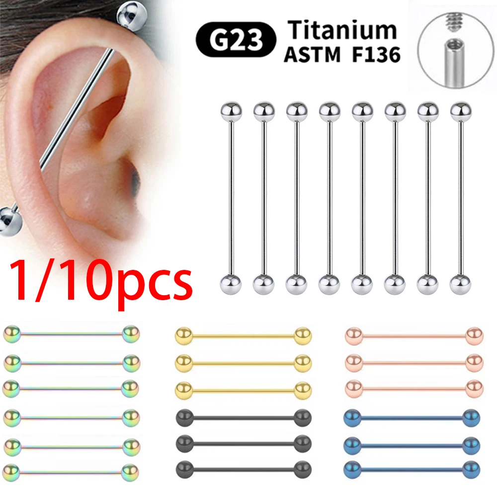 1-10pcs-Internal-thread-Piercing-Jewelry-G23-Titanium-14G-16G-Long ...