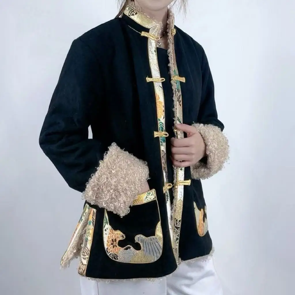 2025 Winter Tibetan Style Cotton Coat Men Women Thciken Velvet Anti ...