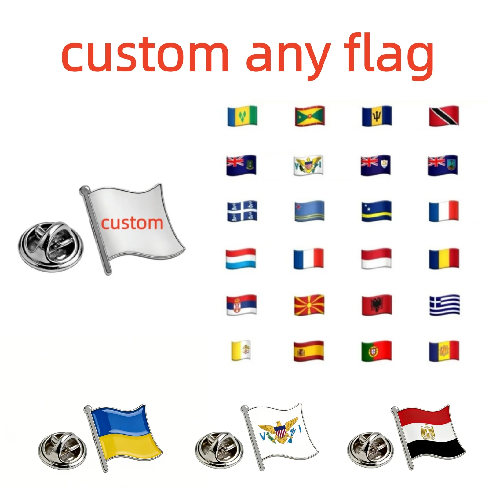 Custom 16*19mm Country Flag Pins for Traveller Personalized Stainless ...