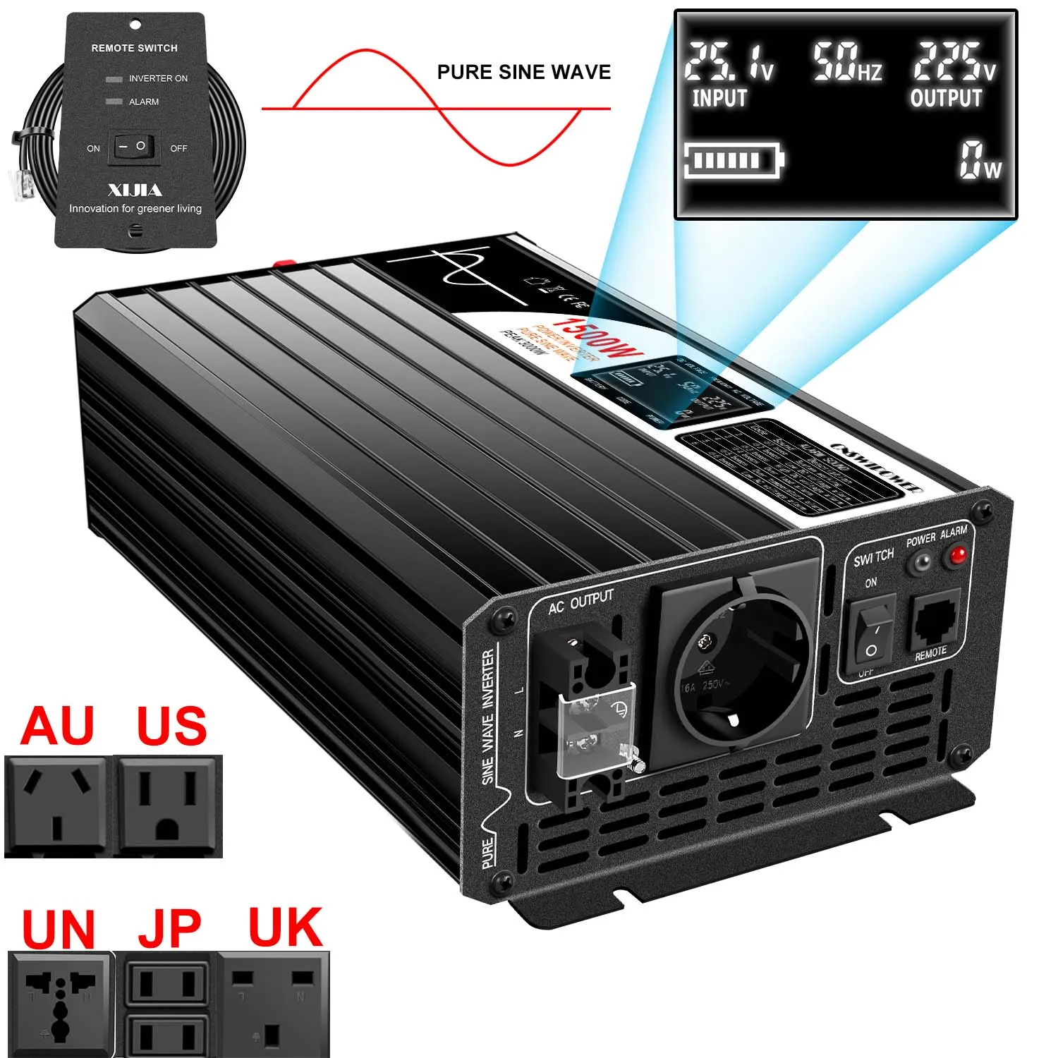 1500W-pure-sine-wave-power-inverter-12V-24V-48V-DC-to-110V-220V-AC-LCD ...