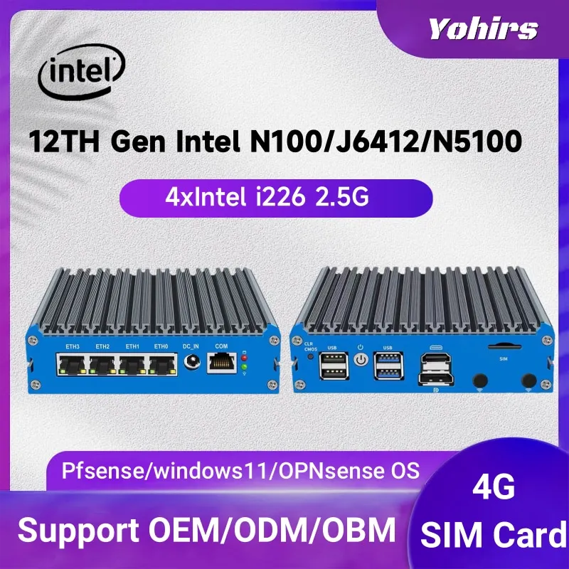 Fanless-Mini-Pc-4-Intel-I226-v-2-5gb-Lan-N100-J6412-J5040-N5100-Quad ...