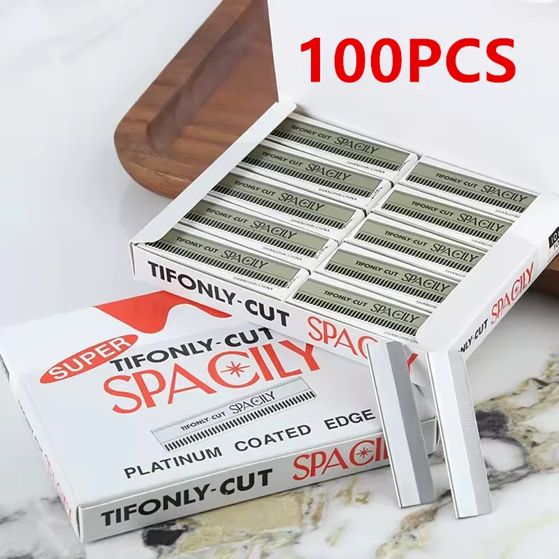 Single-Edge-Razor-Blades-100-Pcs-Stainless-Steel-Brow-Razor-Straight ...