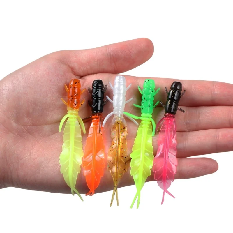 Luer Soft Lure Miniature Two Color Needle Tail 5Pcs 75mm/1.3G Lure ...