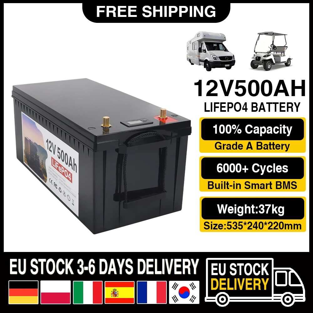 12V-500AH-LiFePo4-Battery-Built-in-BMS-Lithium-Iron-Phosphate-Cell-6000 ...