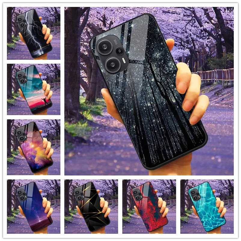 For-Xiaomi-Poco-F5-5G-F5Pro-Case-Tempered-Glass-Lake-Moon-Hard-Phone ...