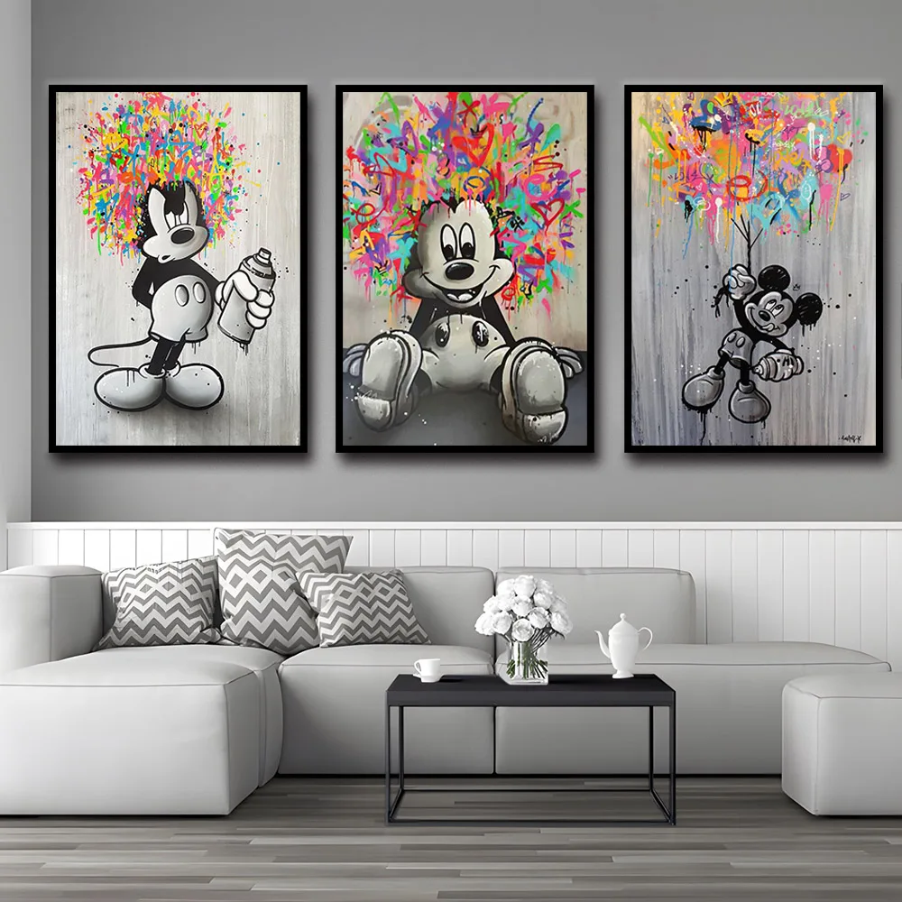 Póster de lienzo de Mickey Mouse con Graffiti de dibujos animados de ...