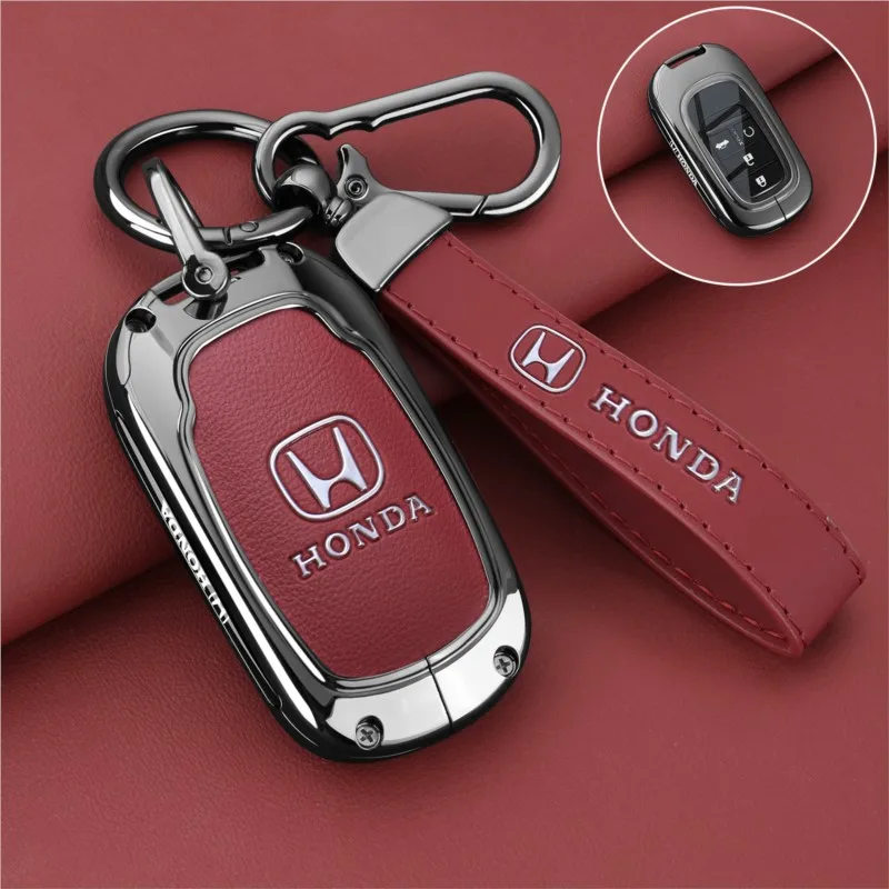 Zinc Alloy+ Leather Car Key Case Cover Shell Accessories For Honda 2022 ...