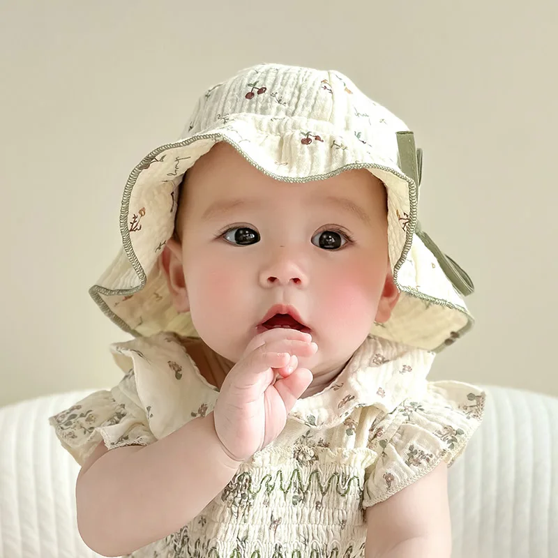Cute-Flower-Baby-Princess-Hat-Korean-Print-Ruffle-Infant-Fisherman-Cap ...