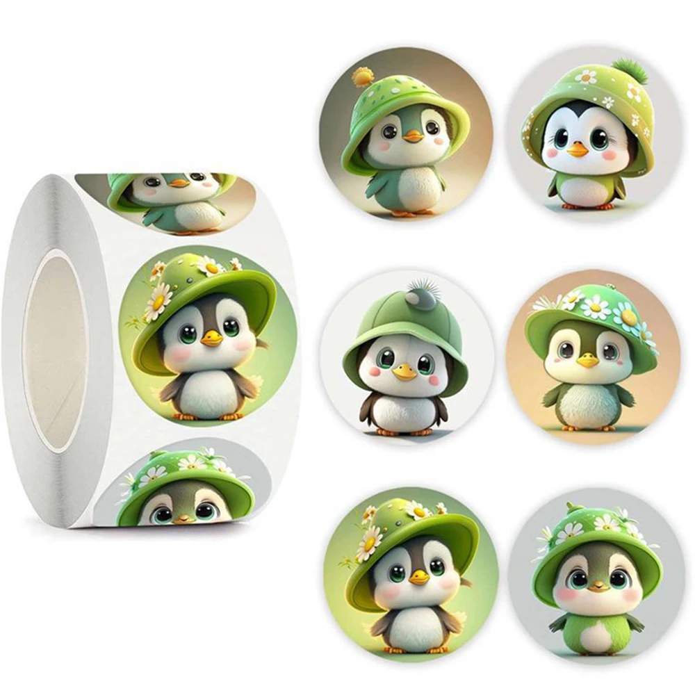 100-500pcs Cartoon Cute Penguin Sticker Reward Praise Roll Sticker ...