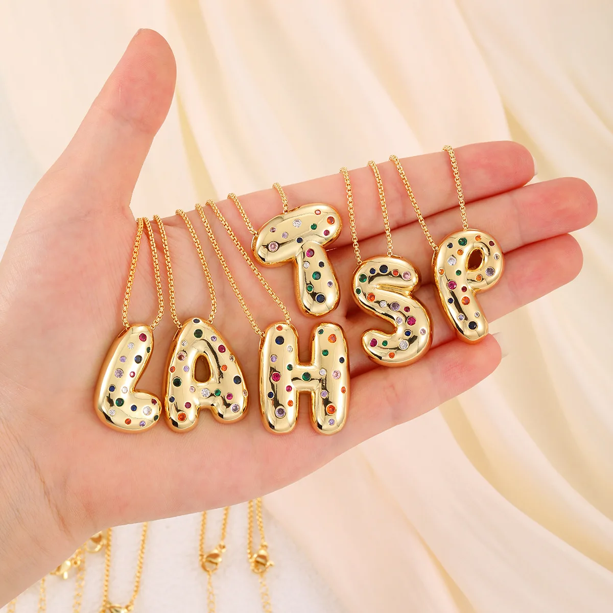 New-Style-26-English-Letter-Necklace-for-Women-Inlaid-Zircon-Glossy ...