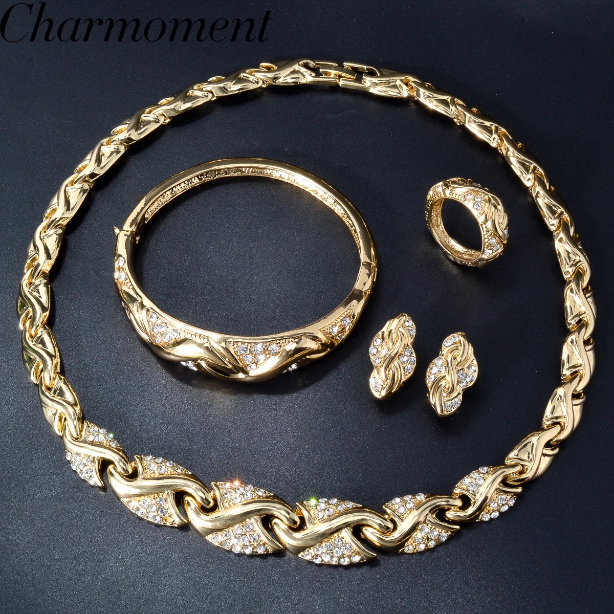 Conjunto-de-joyer-a-italiana-chapada-en-oro-de-18K-para-mujer-lujoso ...