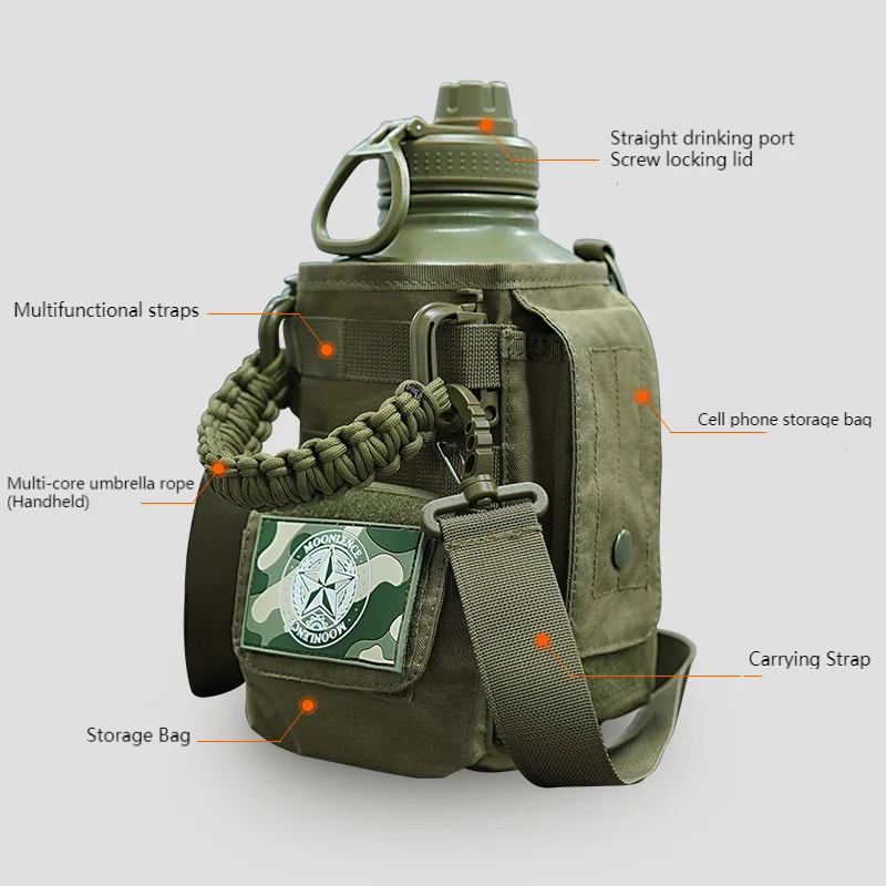 Outdoor tactical water bottle large capacity sports portable cold ...