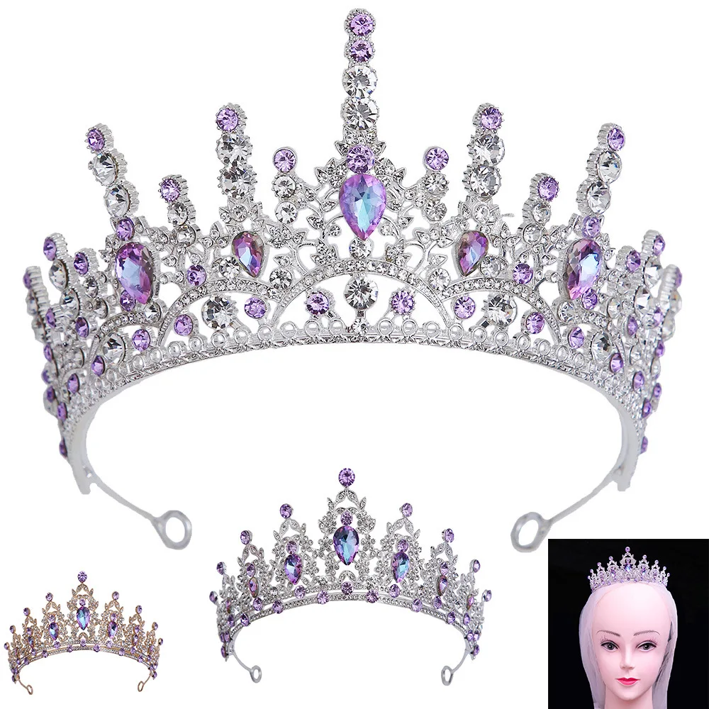 Baroque Purple Crystal Bridal Crowns Wedding Headband Tiaras Hair ...
