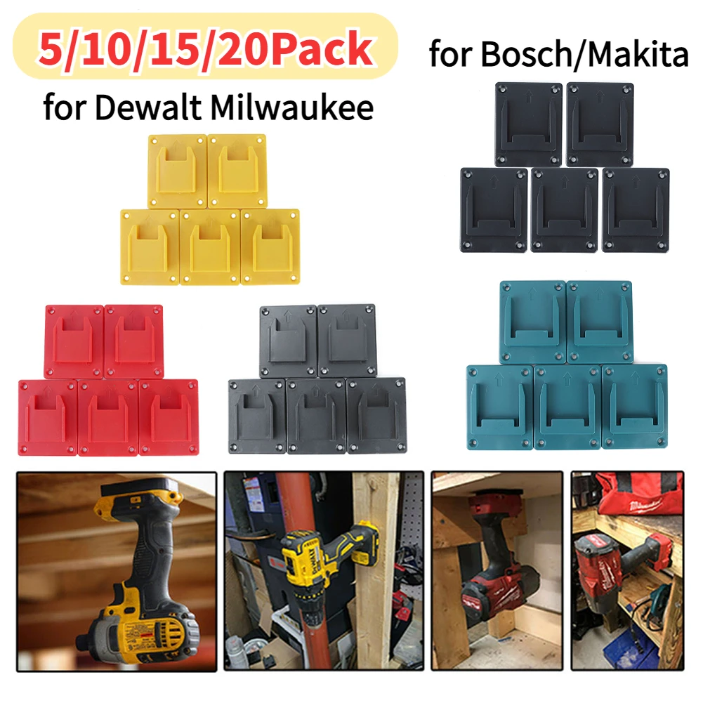 5packs Wall Mount Storage Bracket For Makita/bosch/dewalt/milwaukee M18 18v Li-ion Battery Tool ...