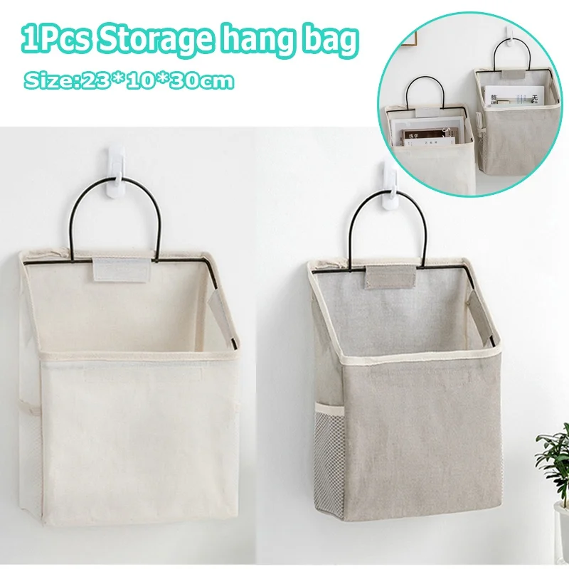 1Pcs-Wall-Mounted-Storage-Bag-Fabric-Hanging-Basket-Bedroom-Organizer ...