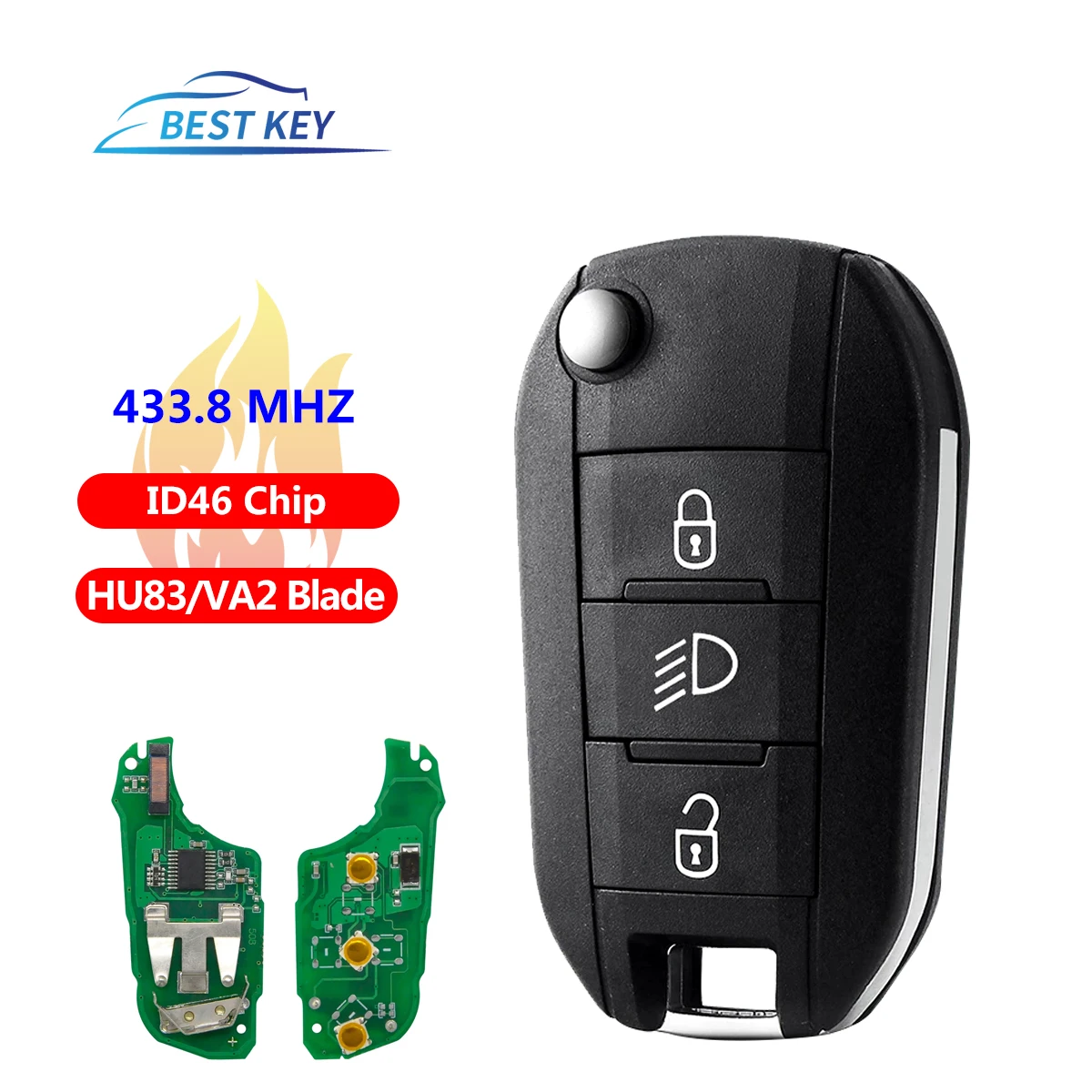 Best Key 434mhz Fsk Id46-pcf7941 Remote Control Key For Peugeot 208 ...
