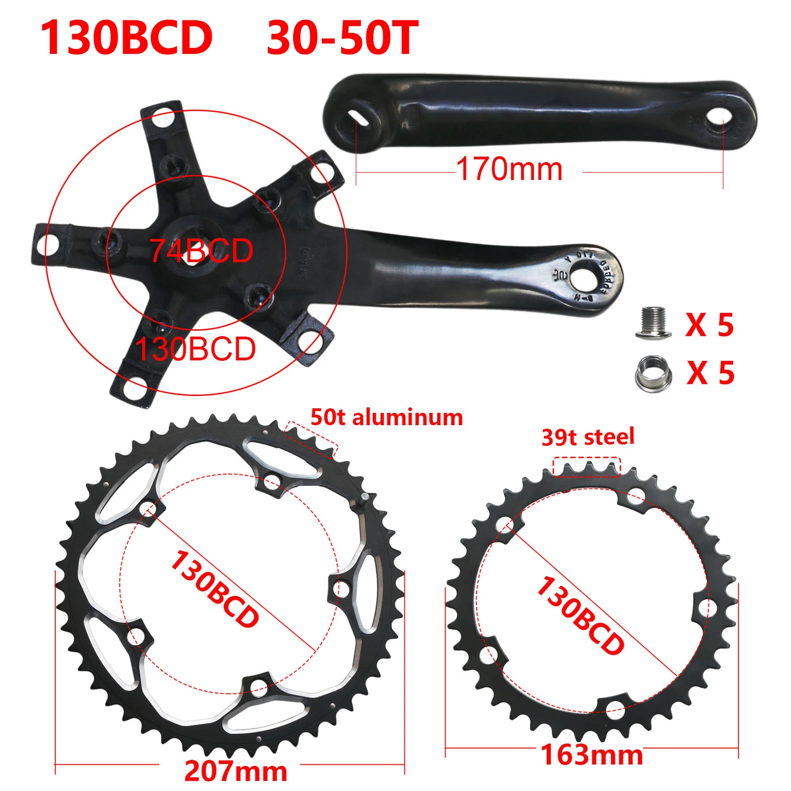 Road-Bike-Accessories-Parts-Square-Hole-Crank-Sprocket-Chain-Ring-50T ...