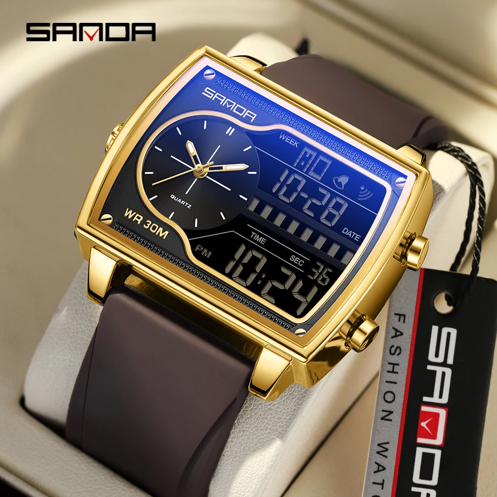 SANDA-6163-Men-s-Quartz-Electronic-Dual-Display-Watch-Waterproof ...