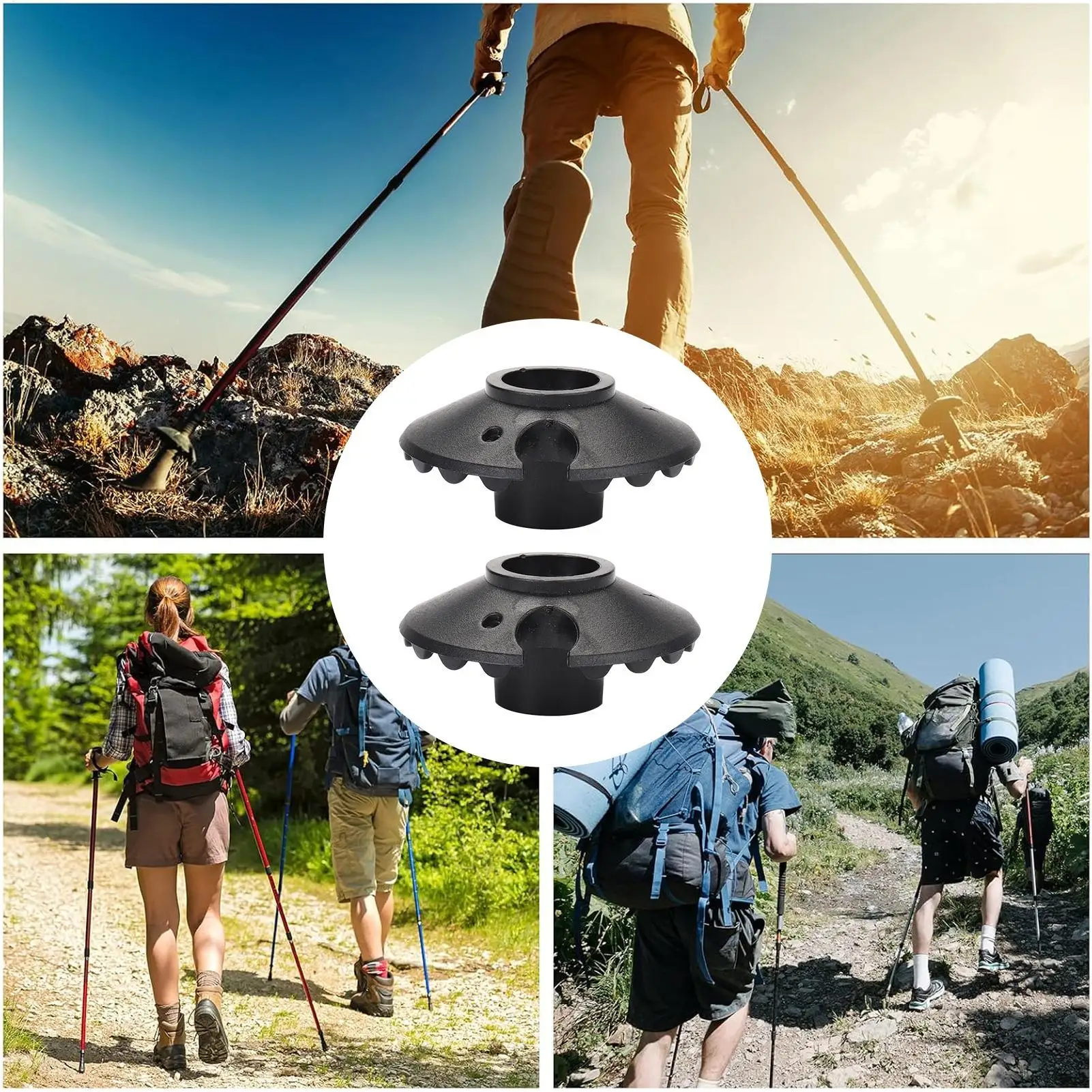 2Pcs/set Walking Stick Protectors Set Snow And Mud Hiking Pole Tips ...
