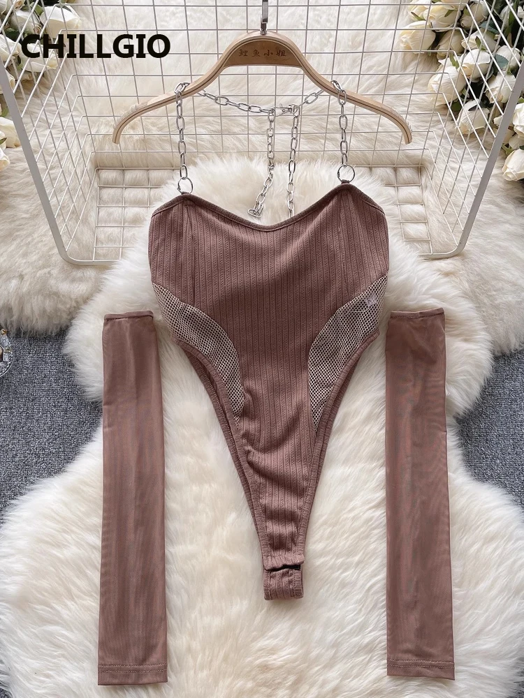 CHILLGIO Women One Piece Chain Strappy Rompers Fashion Combination ...