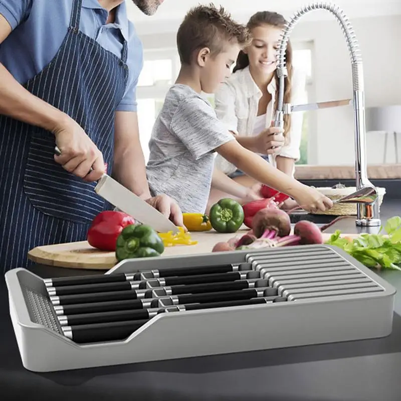 Knife-Block-Holder-Plastic-Cutlery-Drawer-Organizer-11-Slots-Knife ...
