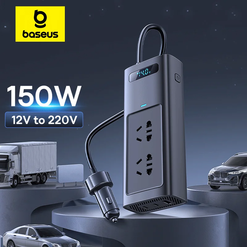 Baseus-150W-Car-Inverter-USB-Type-C-30W-DC-12V-to-AC-220V-110V-Auto ...