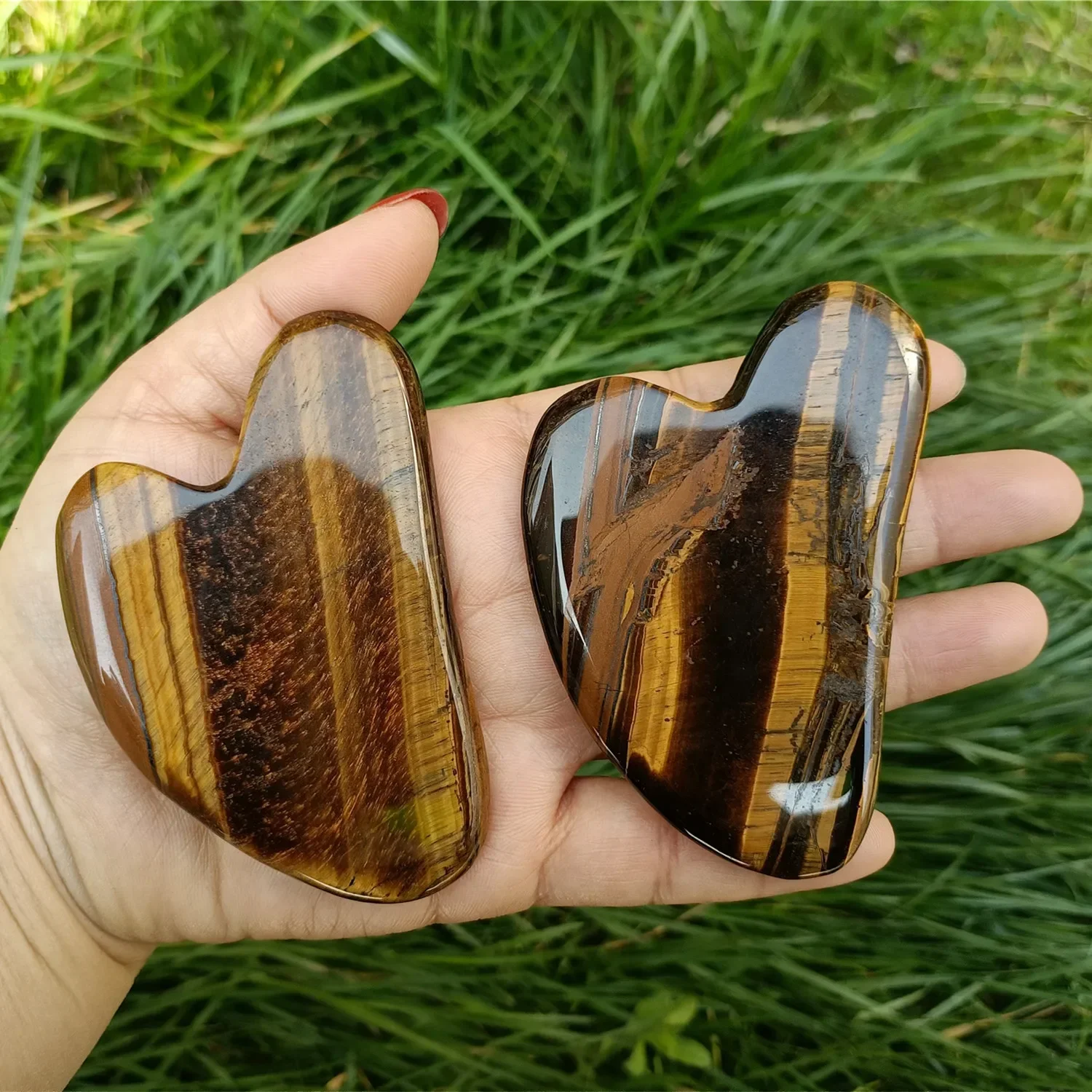 Natural Tiger Eye Guasha Beautiful Massager Facial Scraping Tools Neck ...