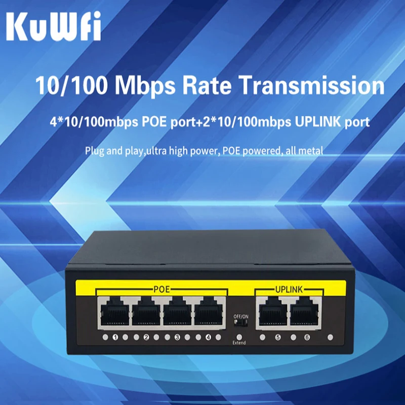 KuWfi-48V-POE-Switch-6-Port-10-100Mbps-Smart-Switch-for-IP-Camera ...