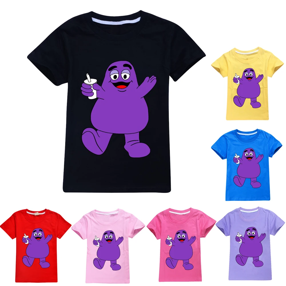 Grimace-Shake-T-shirt-for-Children-Girl-Cartoon-Cotton-Tees-Anime ...