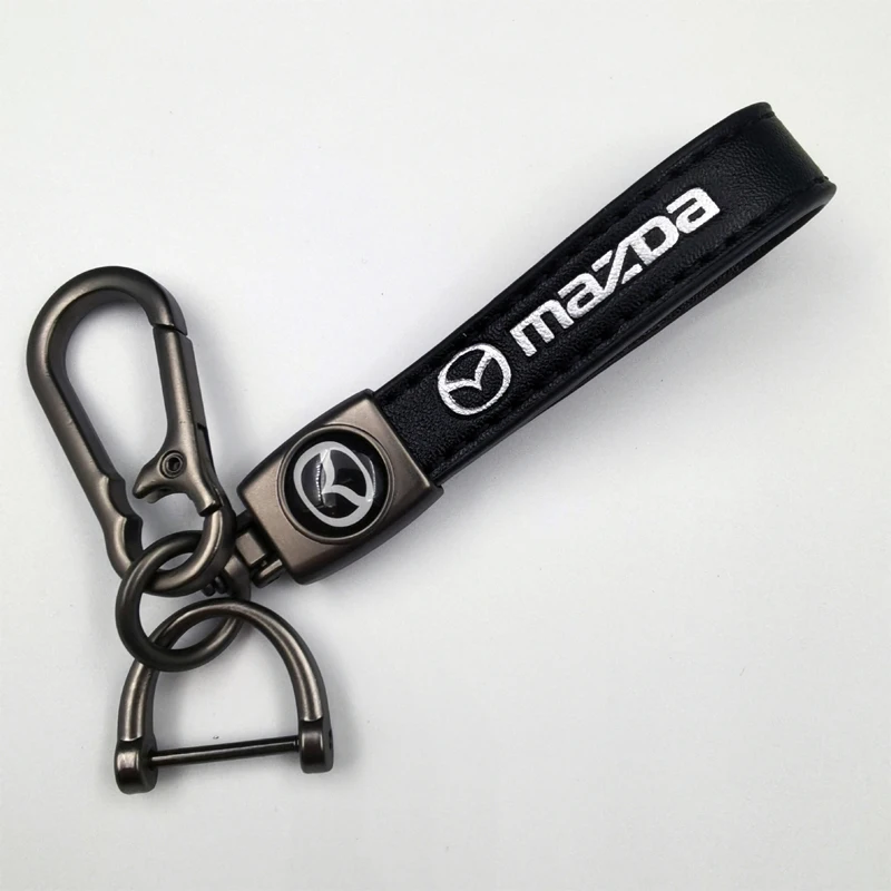 Car Metal Key Chain Gift Leather Auto Emblem Key Ring For Mazda 2 6 3 ...