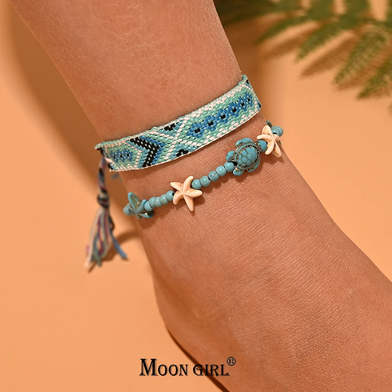 2Pcs-Lot-Beads-Anklet-Set-for-Women-Handmade-Macrame-Bohemian-Anklet ...