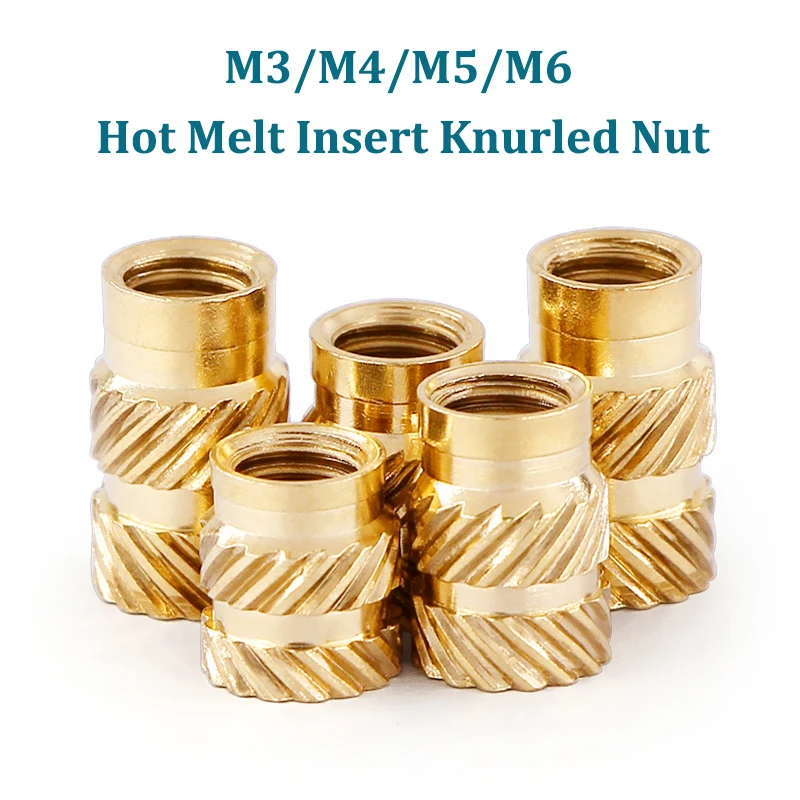 50pcs-Brass-Hot-Melt-Insert-Knurled-Nut-M3-M4-M5-M6-Thread-Heat-Double ...