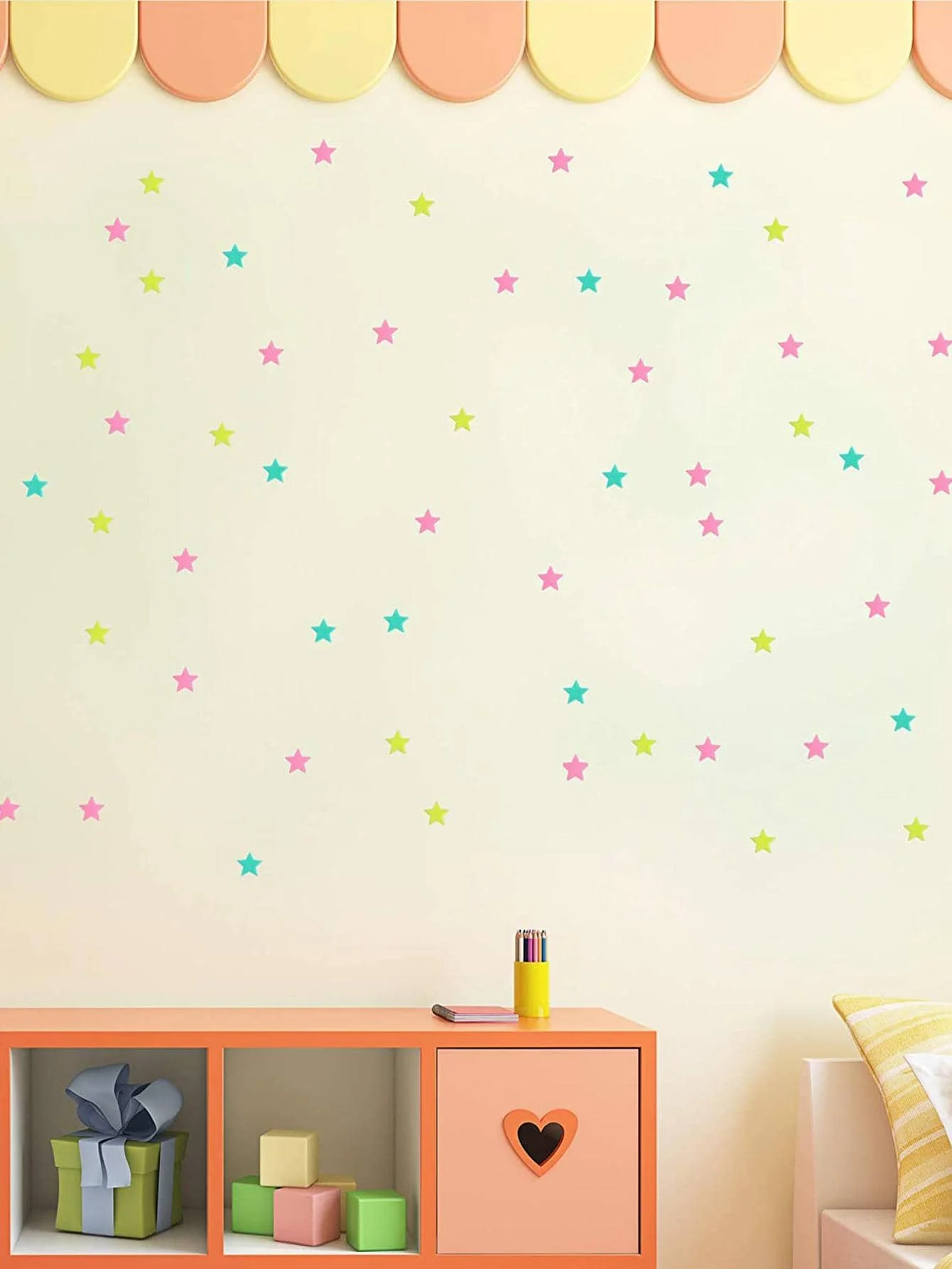 Pegatinas-de-pared-de-estrellas-de-pl-stico-fluorescentes-de-colores ...