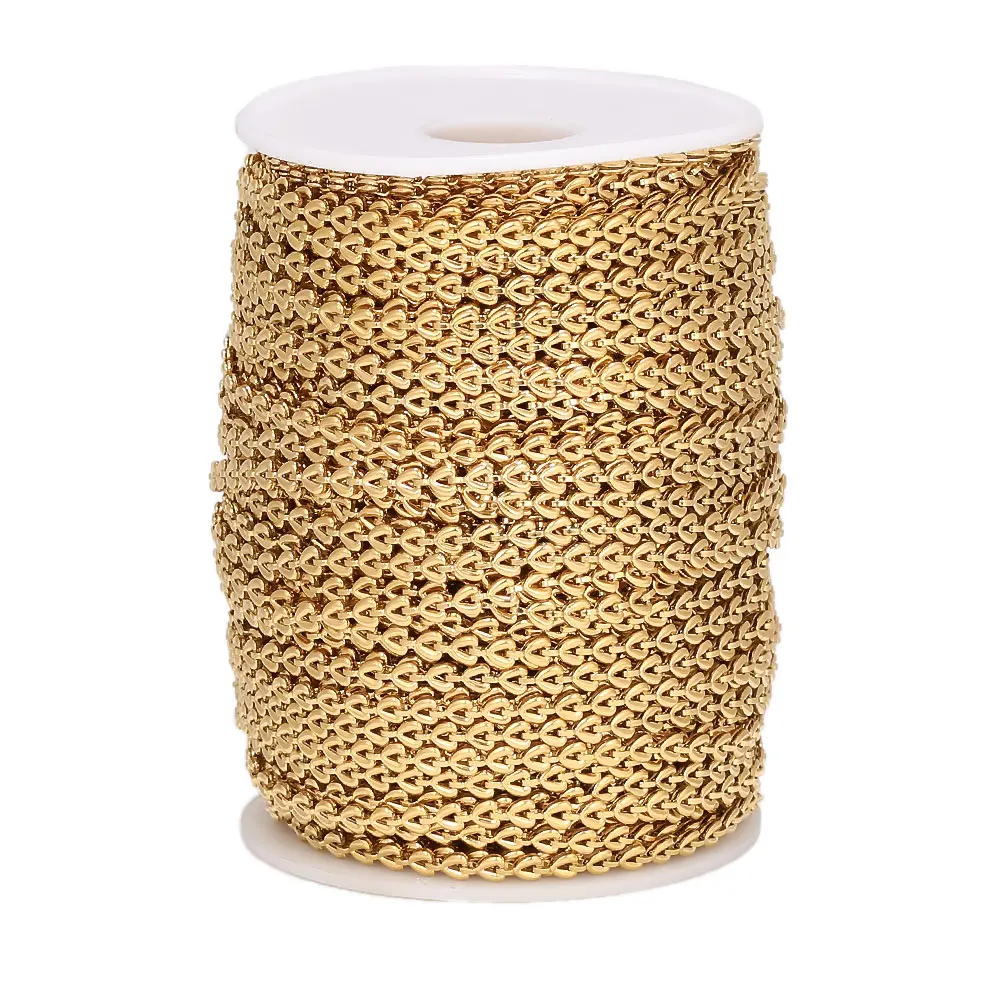 1 Meter Gold Color Stainless Steel Love Heart Chains Hip-hop Necklaces ...