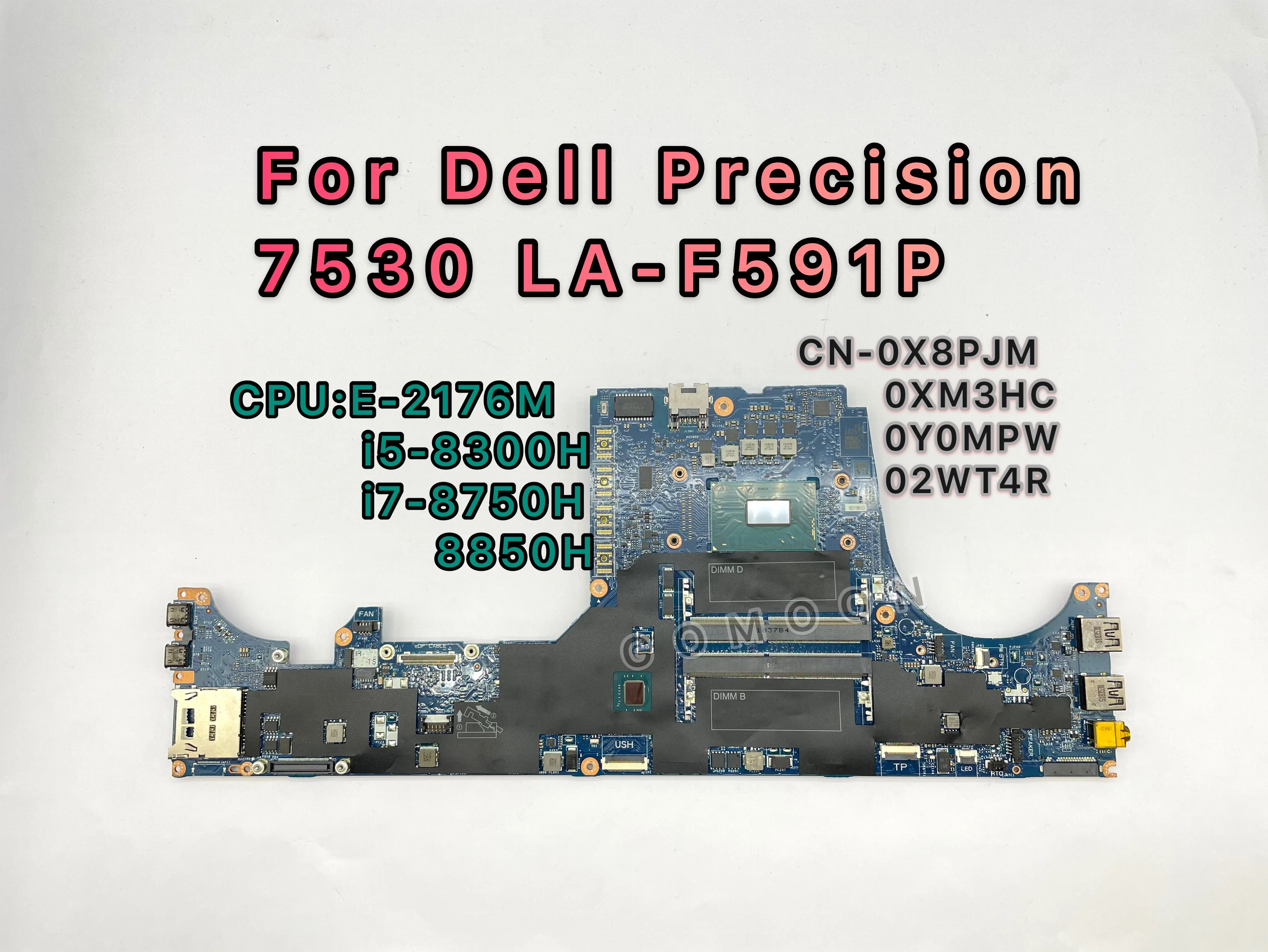 For Dell Precision 7530 Laptop Motherboard LA-F591P With E-2176M/i7 ...
