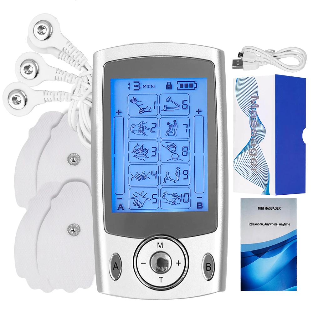TENS Unit 10 Modes EMS Muscle Stimulator Pain Relief Rechargeable ...