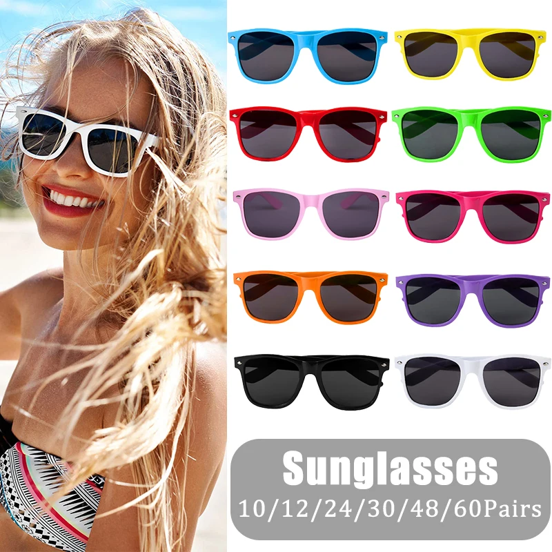 12-60Pairs-Neon-Colors-Fun-Party-Sunglasses-Glasses-Bulk-for-Woman-Men ...