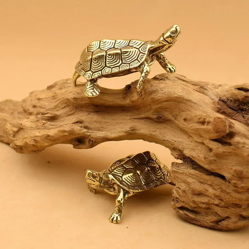 Brass Longevity Turtle Figure Home Decor Desktop Ornament Nafu Turtle ...
