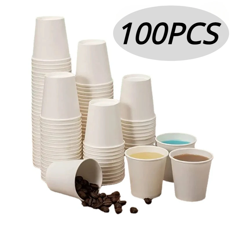 100PCS-Disposable-White-Paper-Cup-Mini-Tasting-Cup-Compressed-Coffee ...
