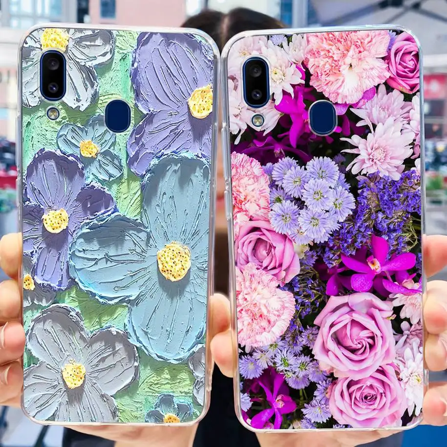 For-Samsung-Galaxy-A20-Case-A20E-A20S-Flower-Back-Cover-Soft-Silicone ...