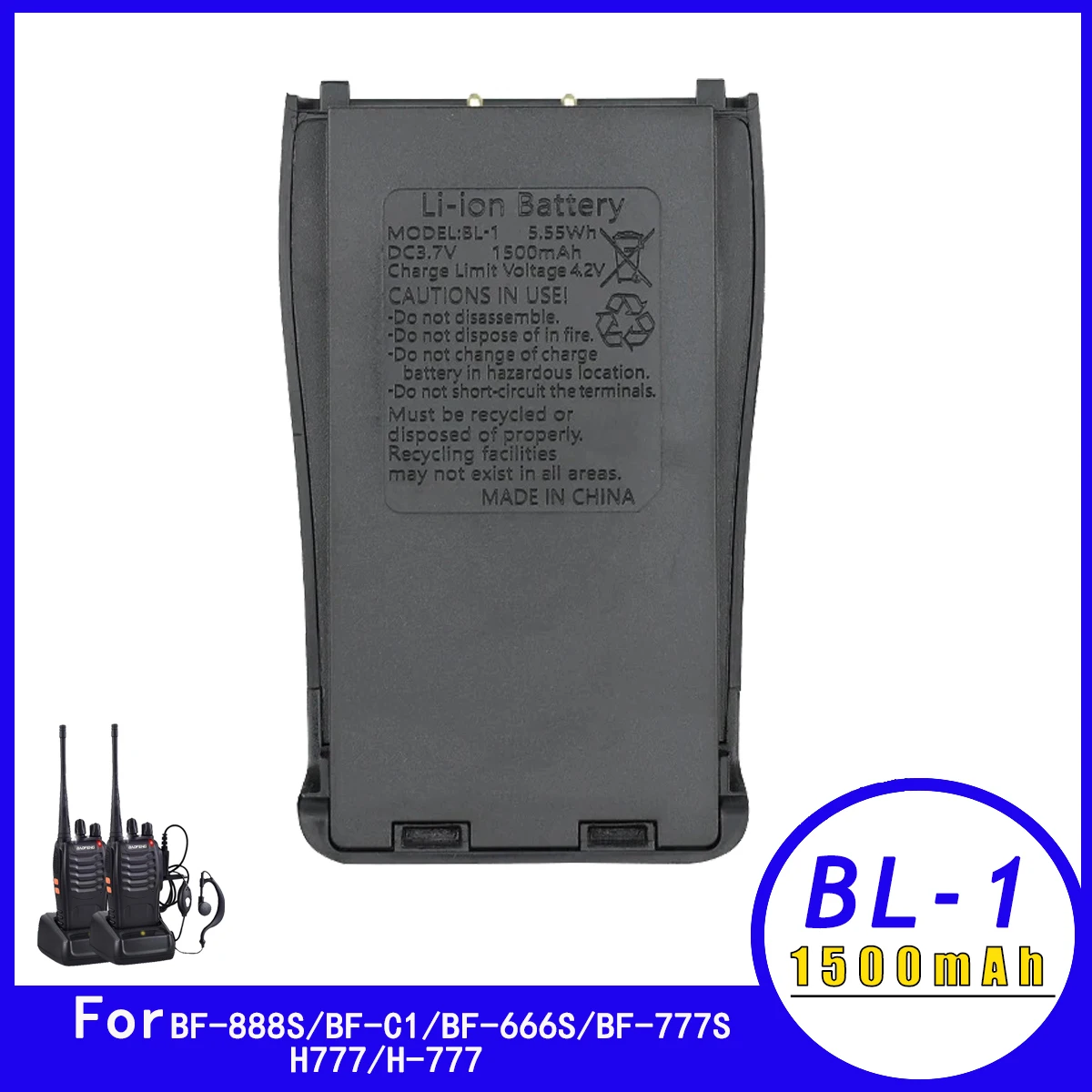 BF-888S Battery 3.7V 1500mAh BL-1 Battery for BF-666S BF-777S BF-C1 ...